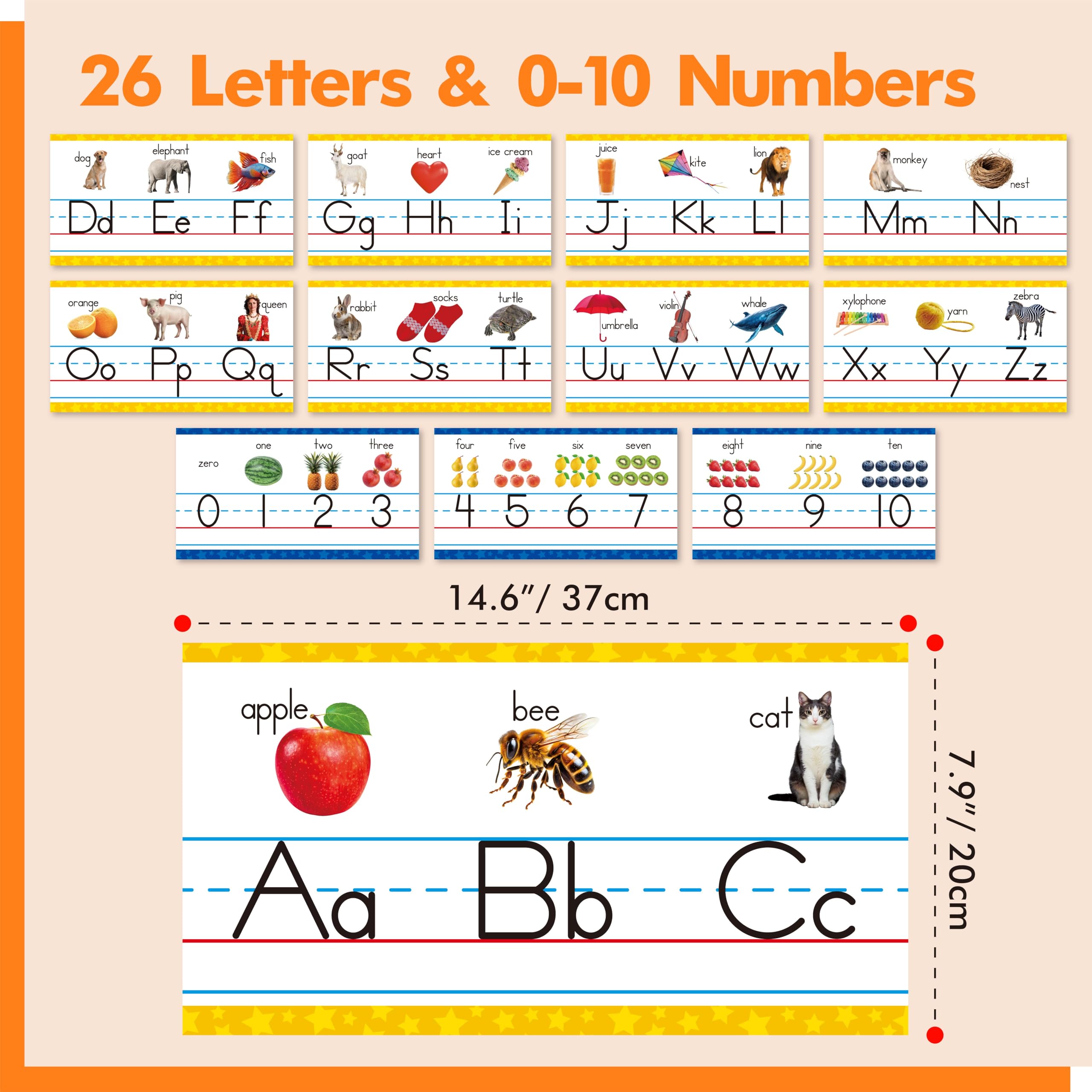 Snapklik.com : Alphabet & Number Line Bulletin Board Set, 12 PCS ABC ...