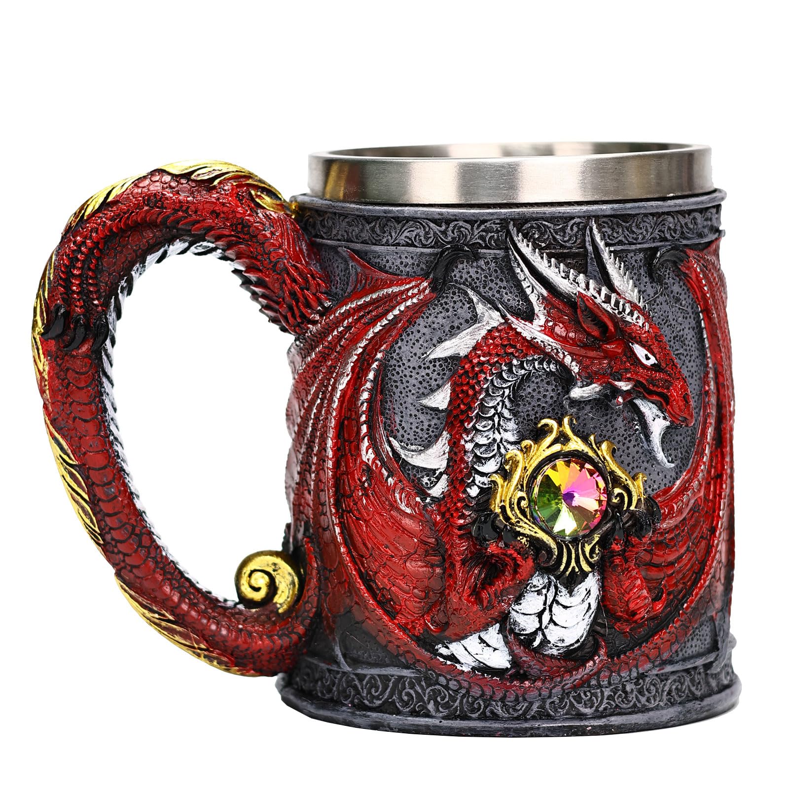 Amazon.com | Medieval Viking Dragon Beer Mug, Stainless Steel Drinking ...