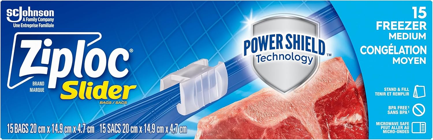 Ziploc Medium Food Storage Freezer Slider Bags, Puncture-Resistant with ...