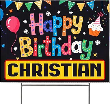 Amazon.com : 16x12" Personalized Happy Birthday Yard Sign with Stakes ...