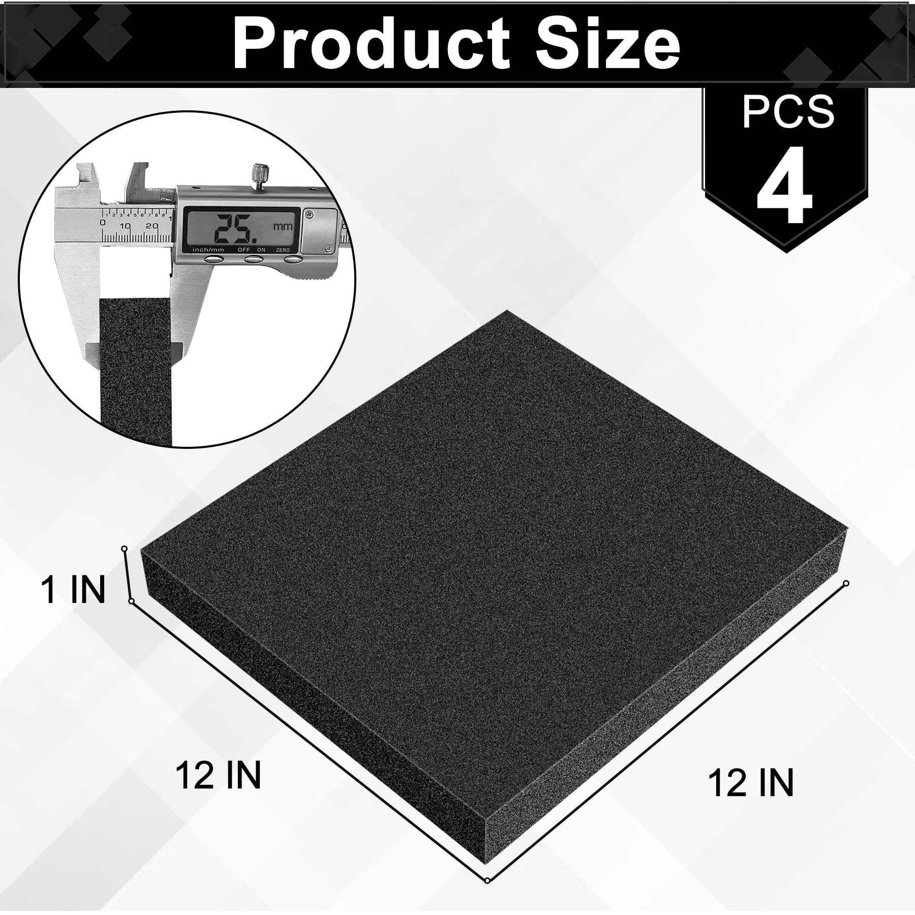 Snapklik.com : Polyurethane Foam Sheets, 4P 12 X 12 X 1 Inch Cuttable ...