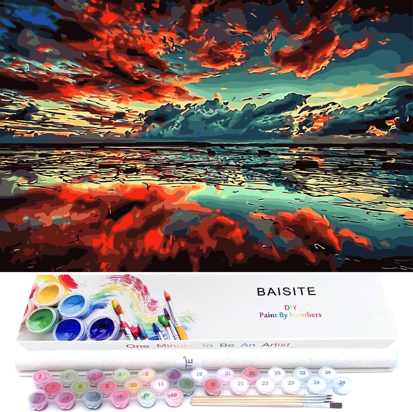 Amazon.com: Ledgebay DIY Paint by Numbers Kit for Adults Framed Canvas ...