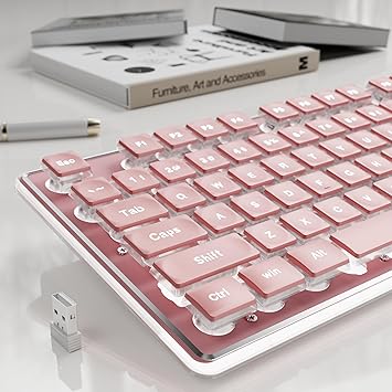 Amazon.com: SEUNKWANG EWEADN X7S Wireless Keyboard with White Backlit, Metal Panel, 2.4G ...