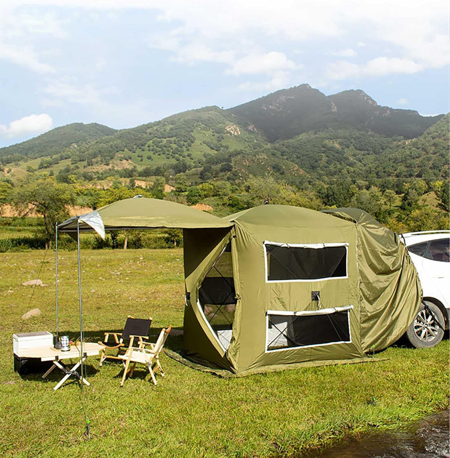 Car Trunk Tent, 495cm*180cm Large Space Car Rear Extension Tent Build ...