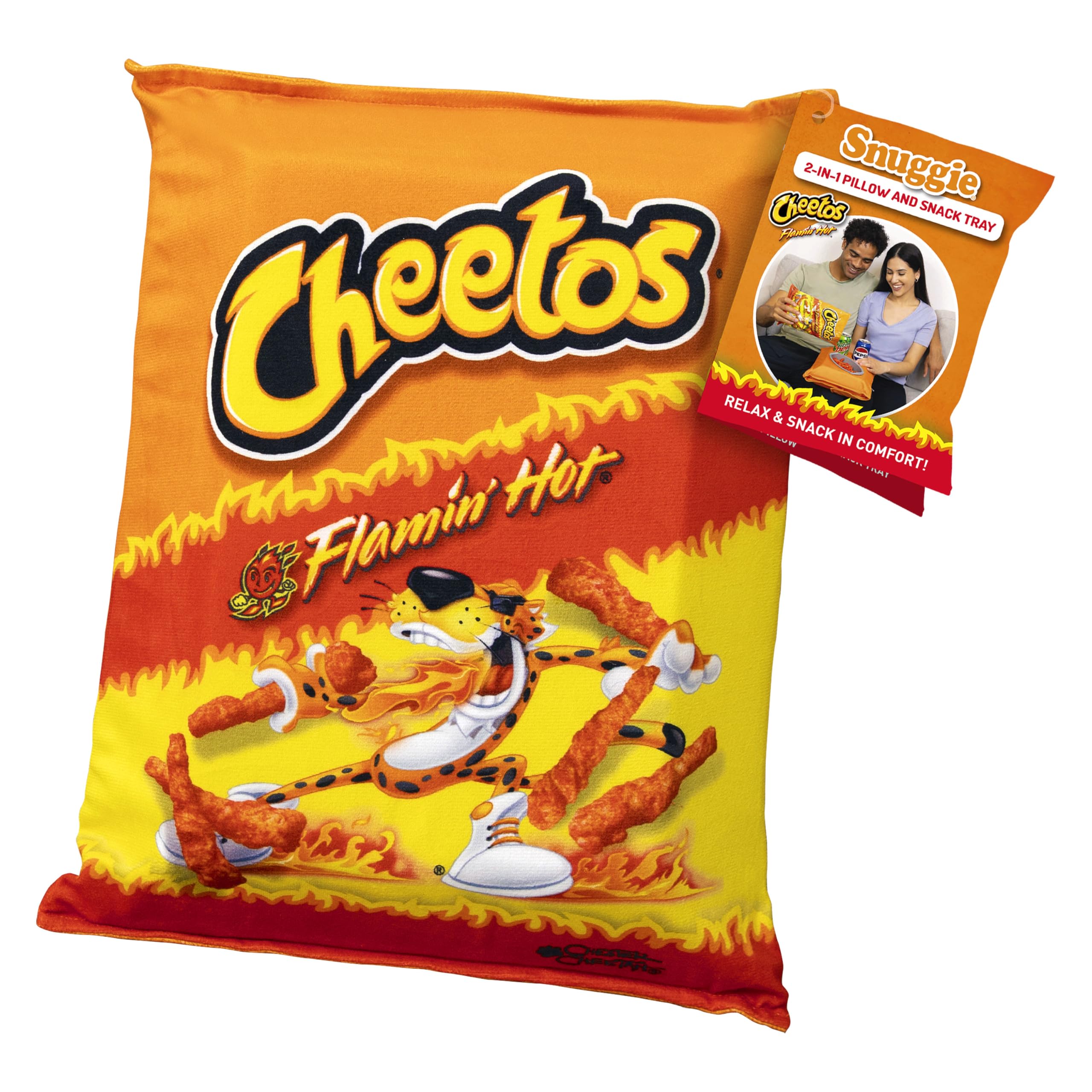 Amazon.com: Snuggie 2-in-1 Pillow and Snack Tray- Flamin' Hot Cheetos ...