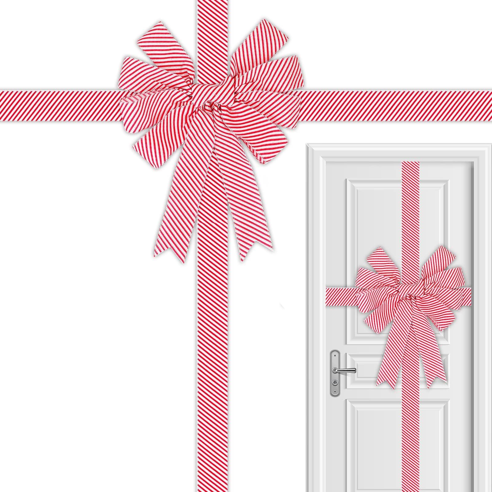 Amazon.com: gisgfim Red Christmas Cabinet Door Ribbon White Red Candy ...
