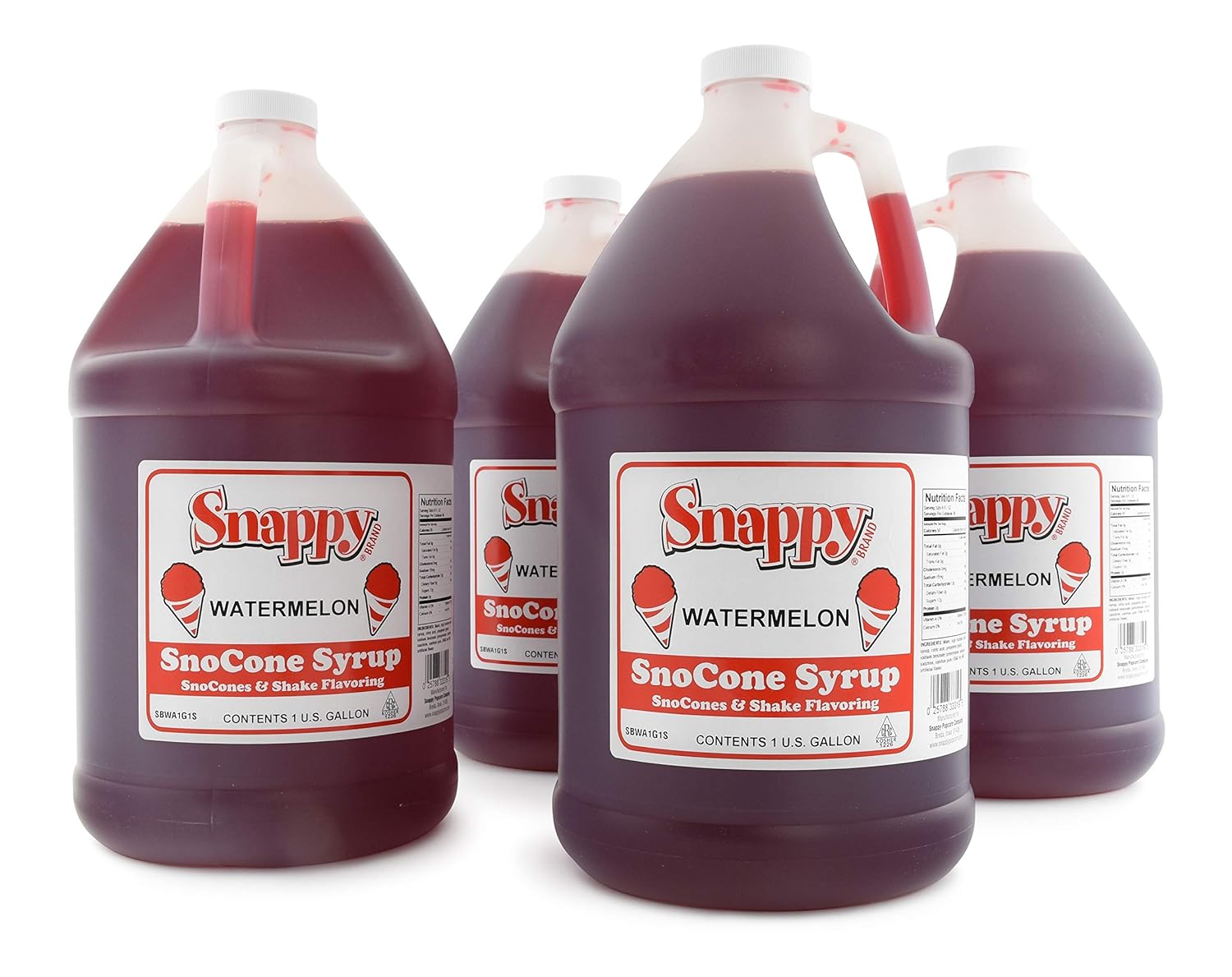 Amazon.com : Snappy Watermelon Sno Cone Syrup, 1 Gallon, 4 Pack ...