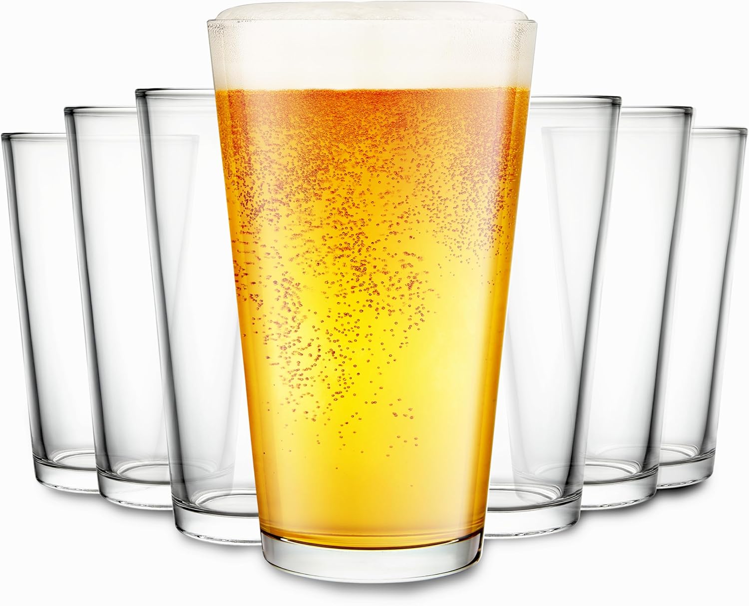 Amazon.com | Set of 6-16 oz Pint Glasses Tall Beer Glasses, All Purpose ...