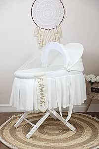 Moses Basket Baby Bed White with Foldable White Wooden Stand : Buy ...
