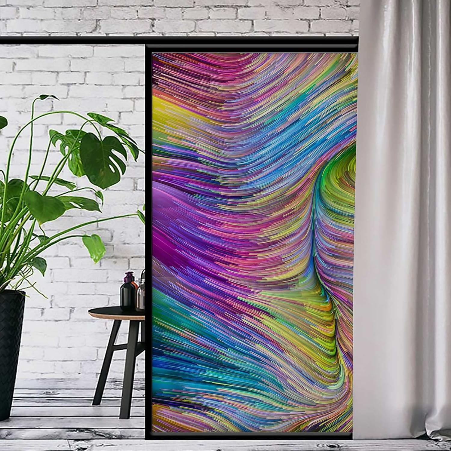 Amazon.com: Stained Glass Office Window Film Self-Adhesive Abstract ...