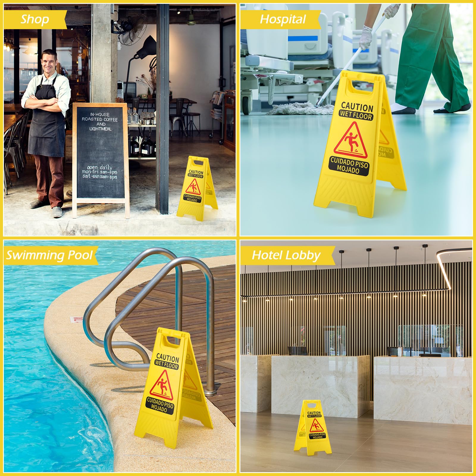 Snapklik.com : Kanayu 20 Pack Caution Wet Floor Sign Bulk Double Sided ...