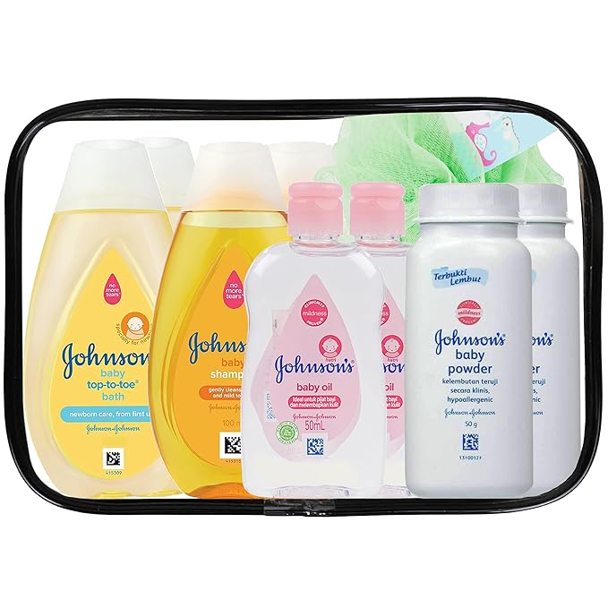 Amazon.com: Johnson's Baby Bath Essentials Travel Kit, 9 Piece TSA ...