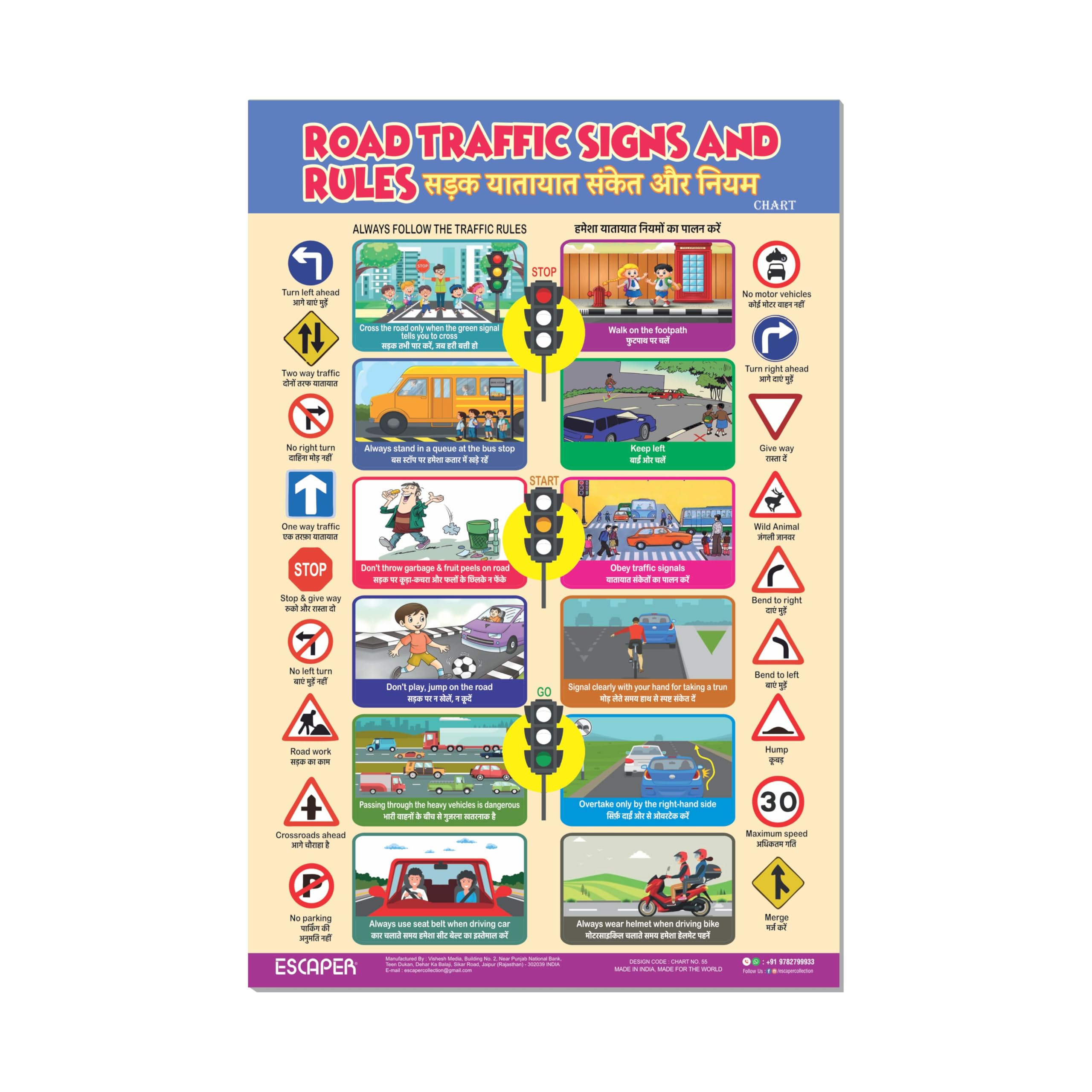 Escaper Road Traffic Signs Educational Charts For Kids Charts Kids ...