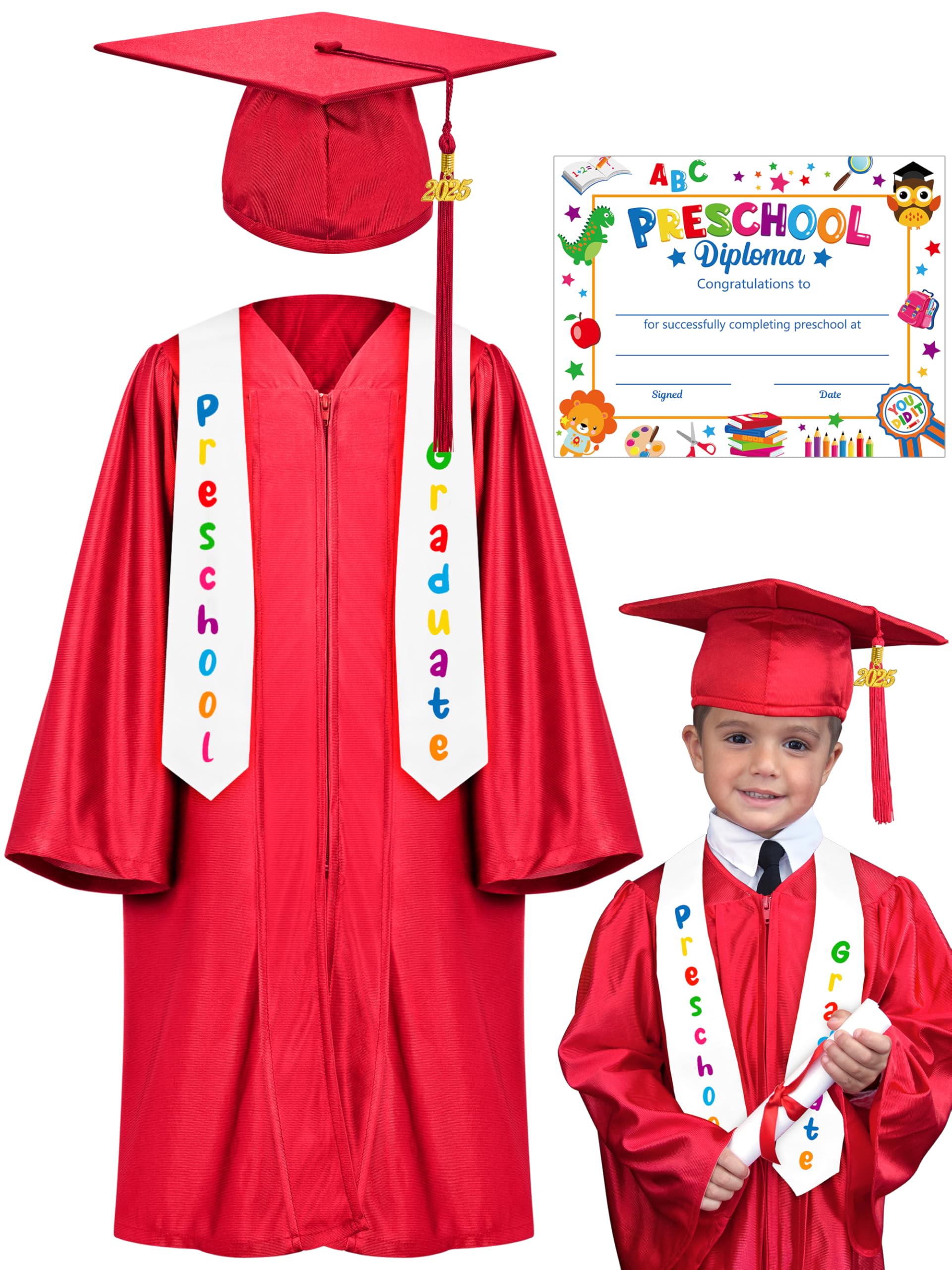 Snapklik.com : QZYL Preschool Graduation Cap And Gown Set, Unisex ...