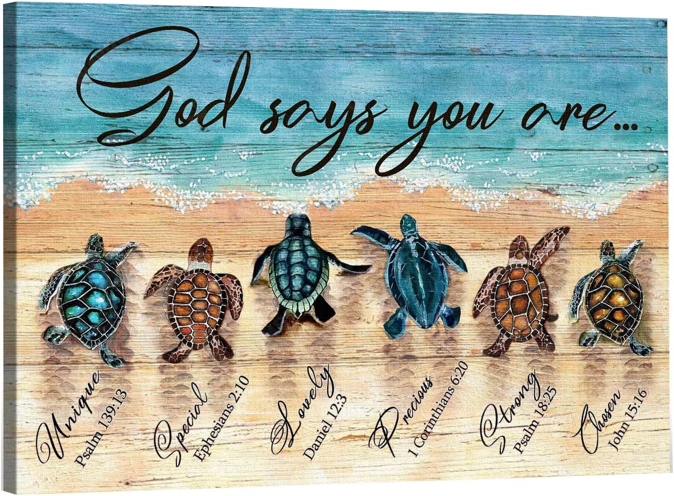 Amazon.com: God says you are unique Canvas Prints Wall Art, Sea turtle ...