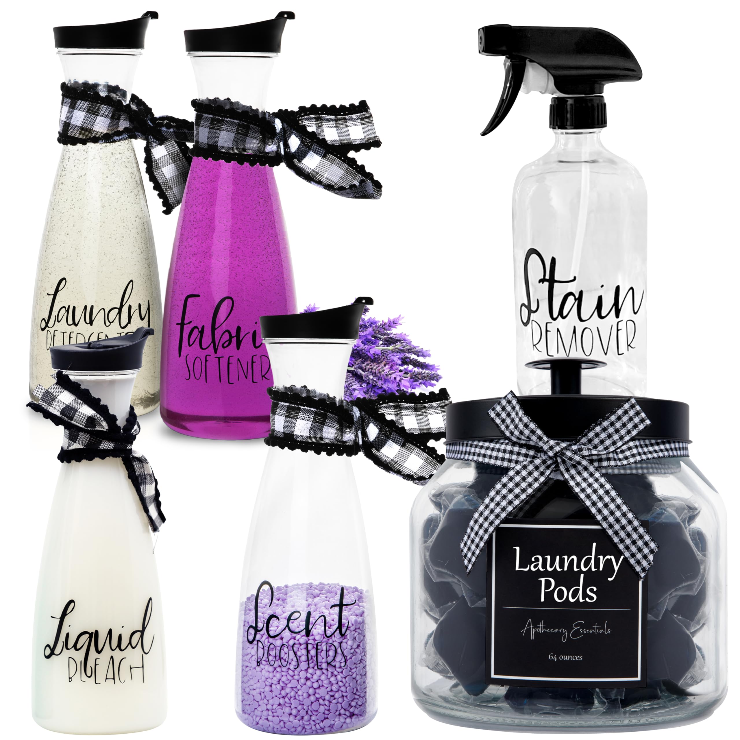Amazon.com: AMP Premier Products Glass Jar and Laundry Bottles for ...