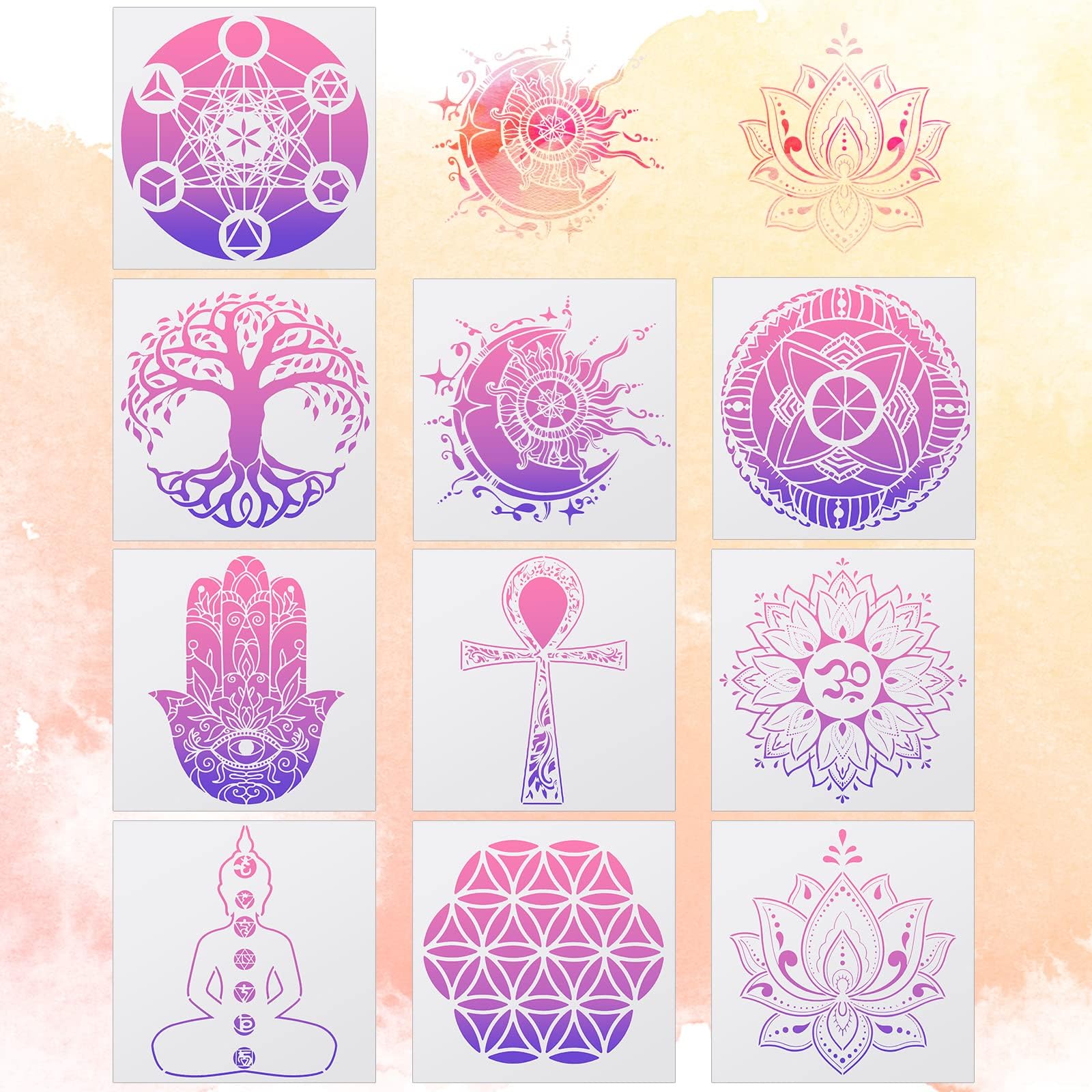 Amazon.com: 12 Inch Sacred Geometry Stencils, Honeycomb Pattern Large ...