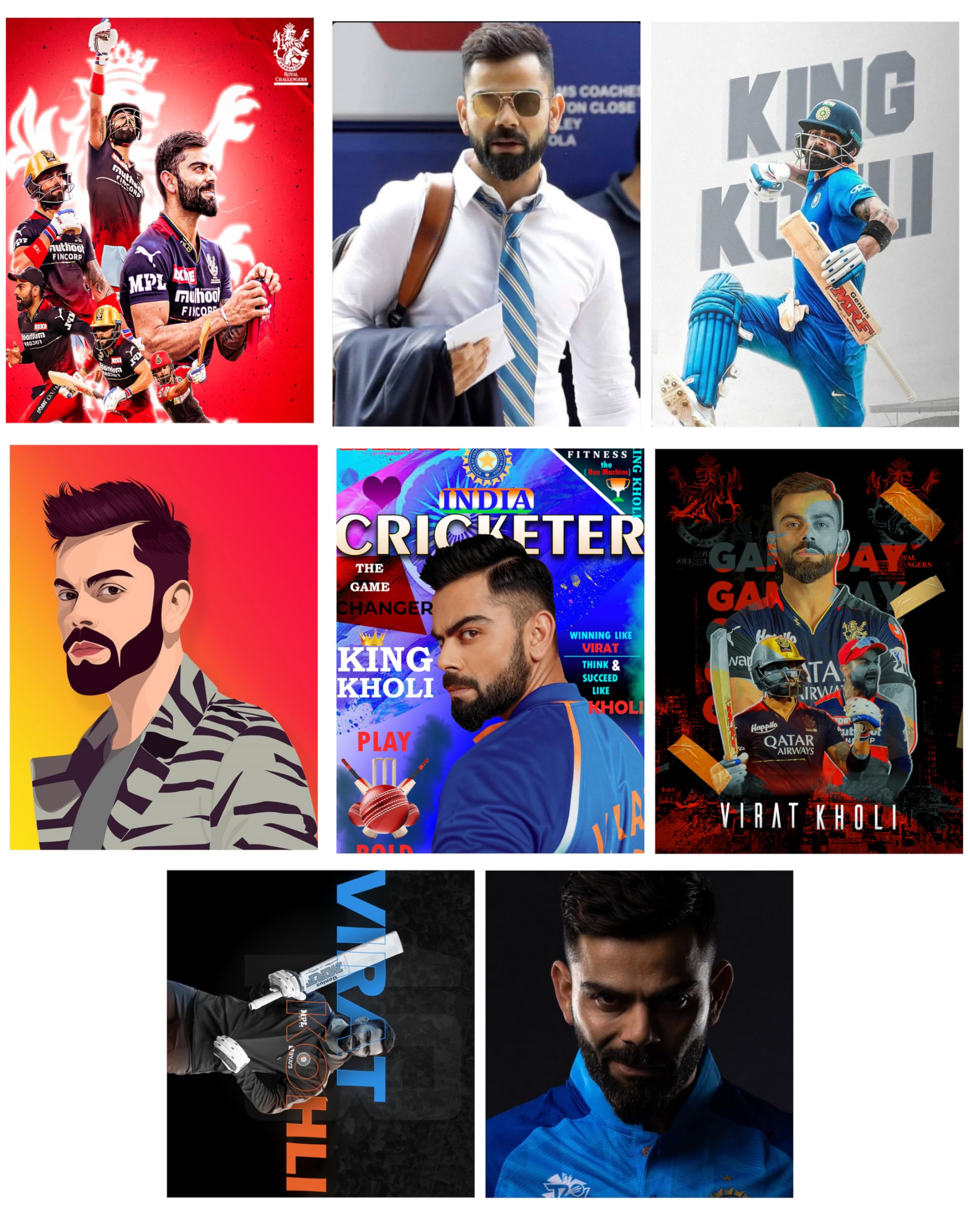 Paper Virat Kohli Poster Set Of 8 12x8 Inch Cricketers | Desertcart Cyprus