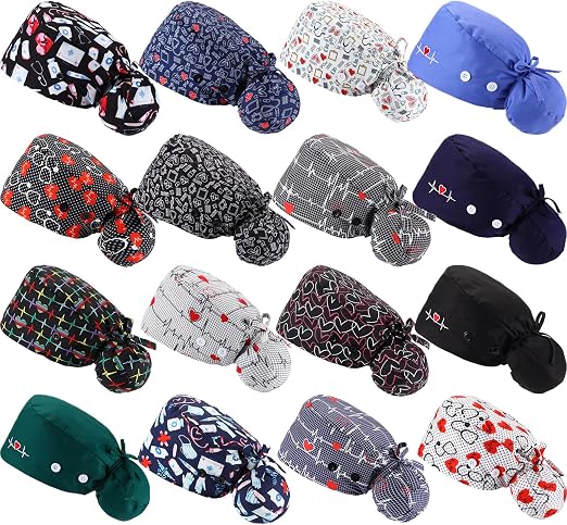 Amazon.com: Tisancy 16 Pcs Nurse Scrub Caps Working Nursing Hats with ...