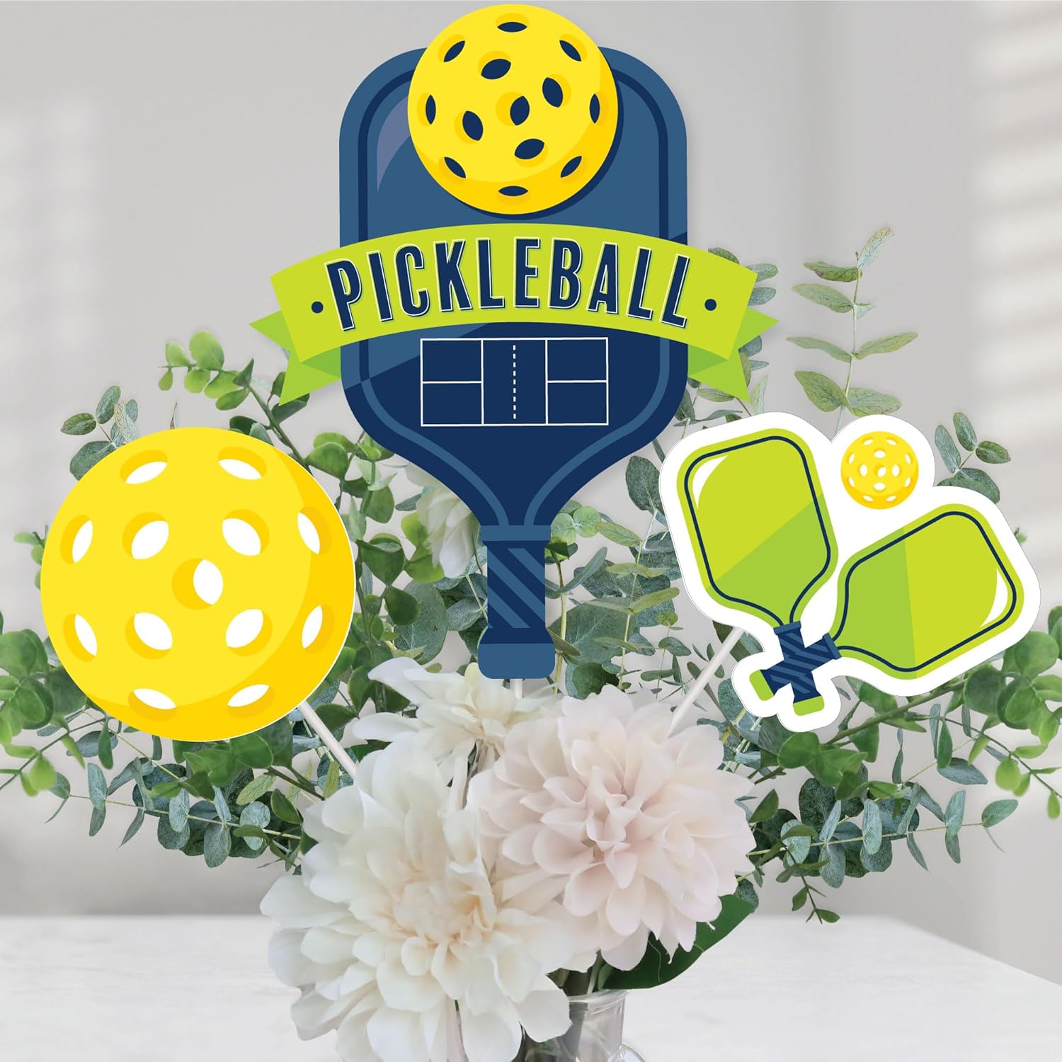 Big Dot of Happiness Let’s Rally – Pickleball – Palitos de centro de ...