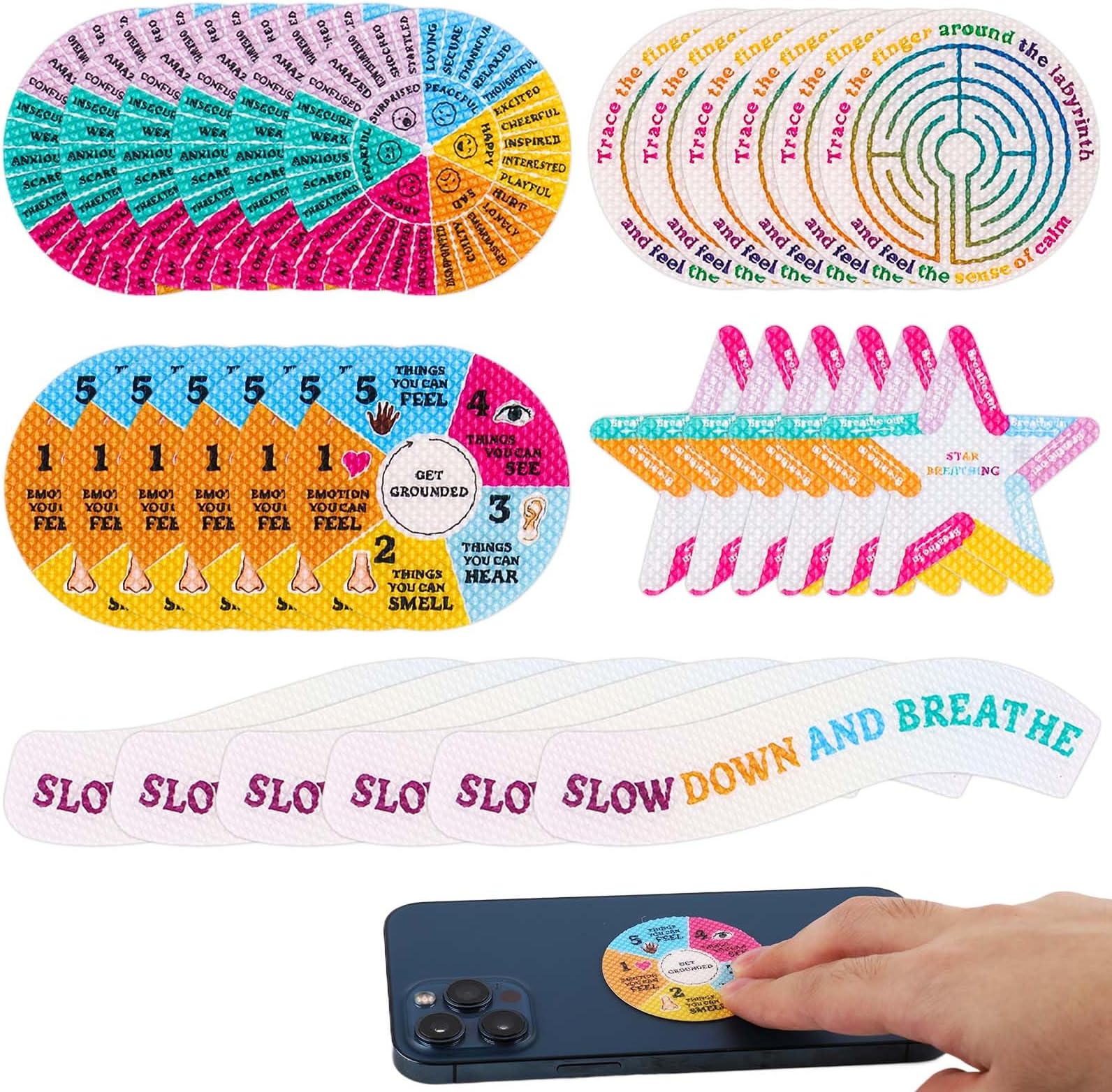 Amazon.com : 144 Pcs Breath Calm Anxiety Sensory Stickers 12 Styles ...