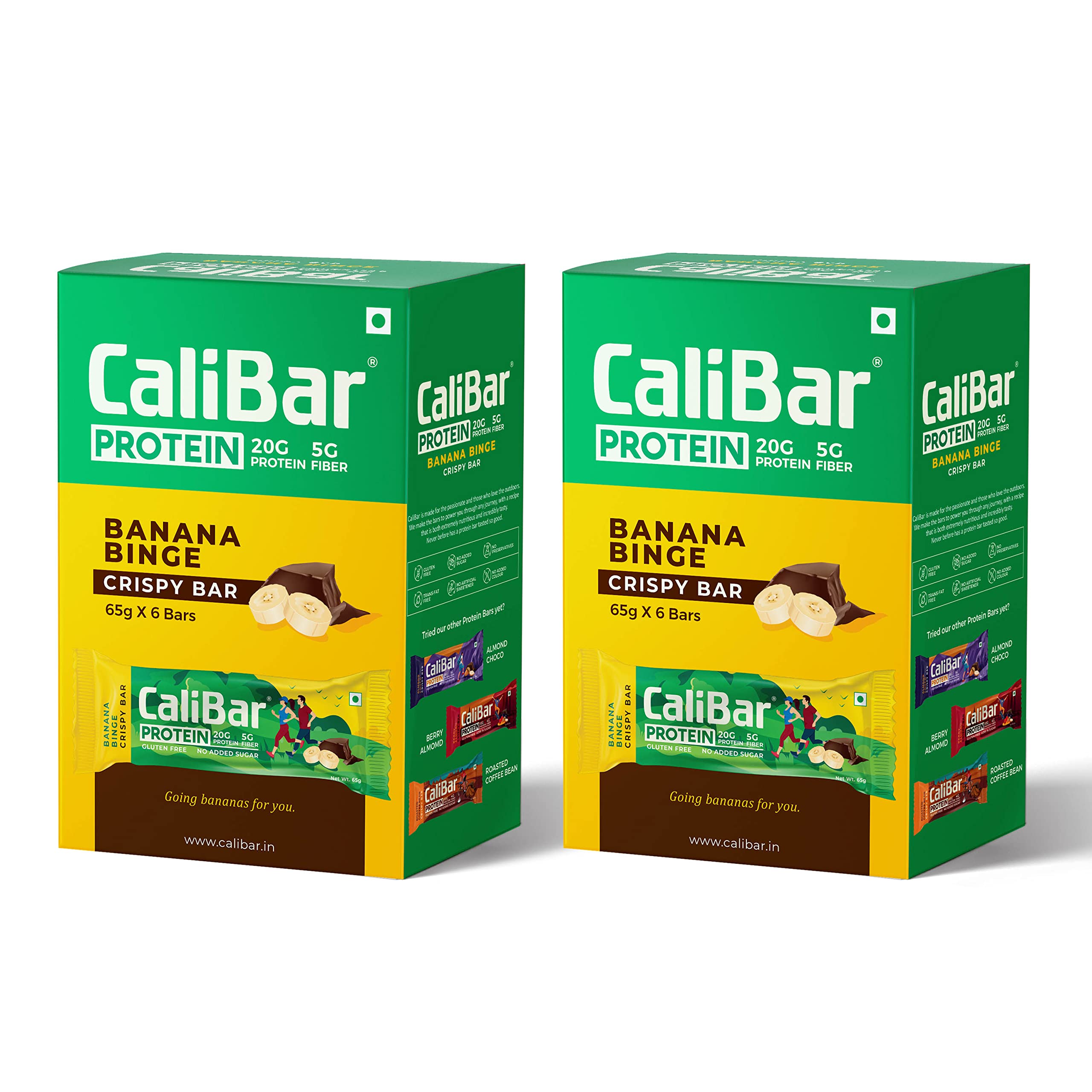 CaliBar 20g Protein Bar - Banana Binge Crispy Bar (Combo Pack of 12 ...