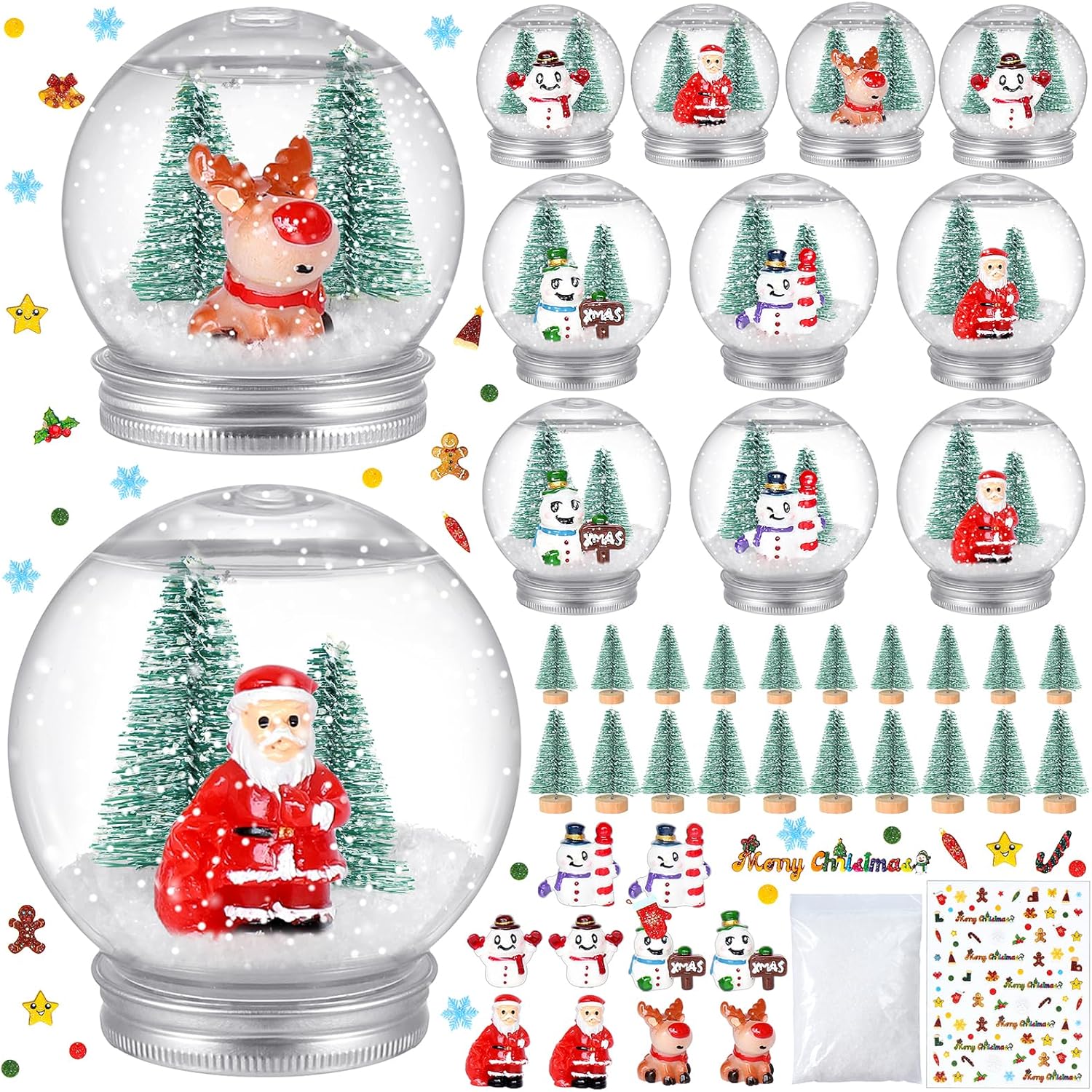 Amazon.com: 10 Pack Christmas Plastic Snow Globes Kit Includes 10 Clear ...