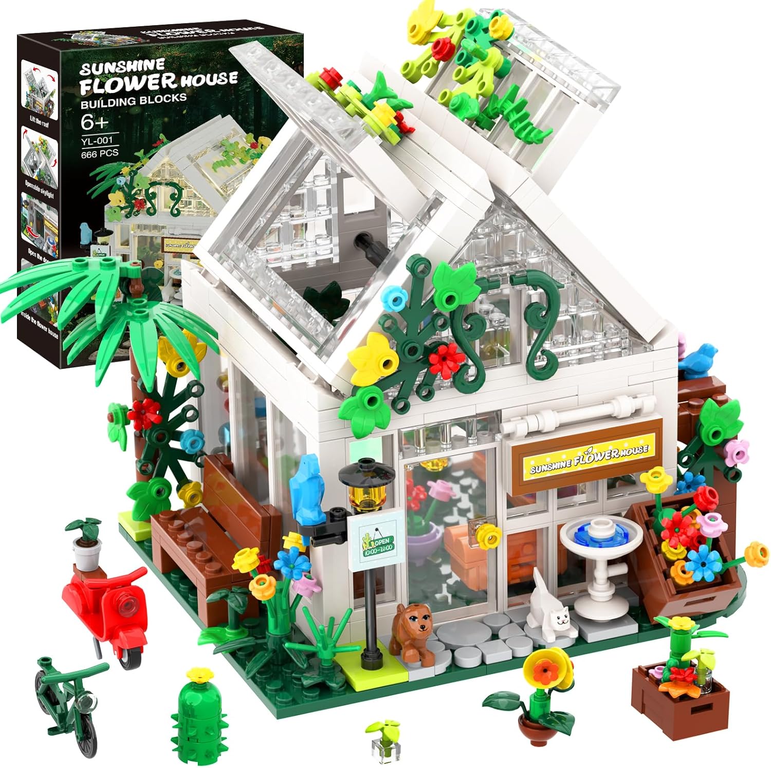 Amazon.com: Flower House Building Blocks Set, 666PCS Flower Shop ...