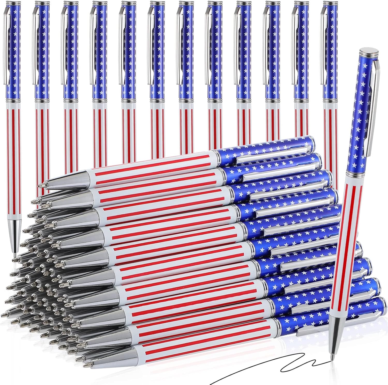 Amazon.com : Gueevin 120 Pcs Metal American Flag Ballpoint Pen Veteran ...