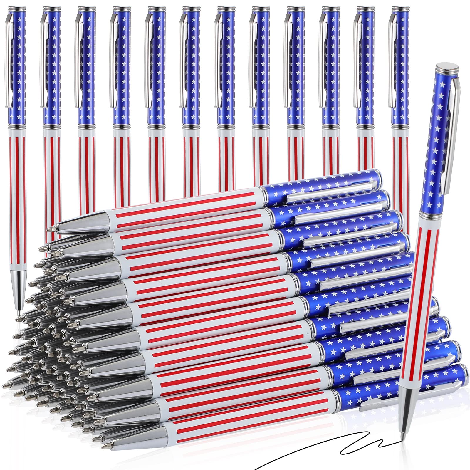 Amazon.com : Gueevin 120 Pcs Metal American Flag Ballpoint Pen Veteran ...