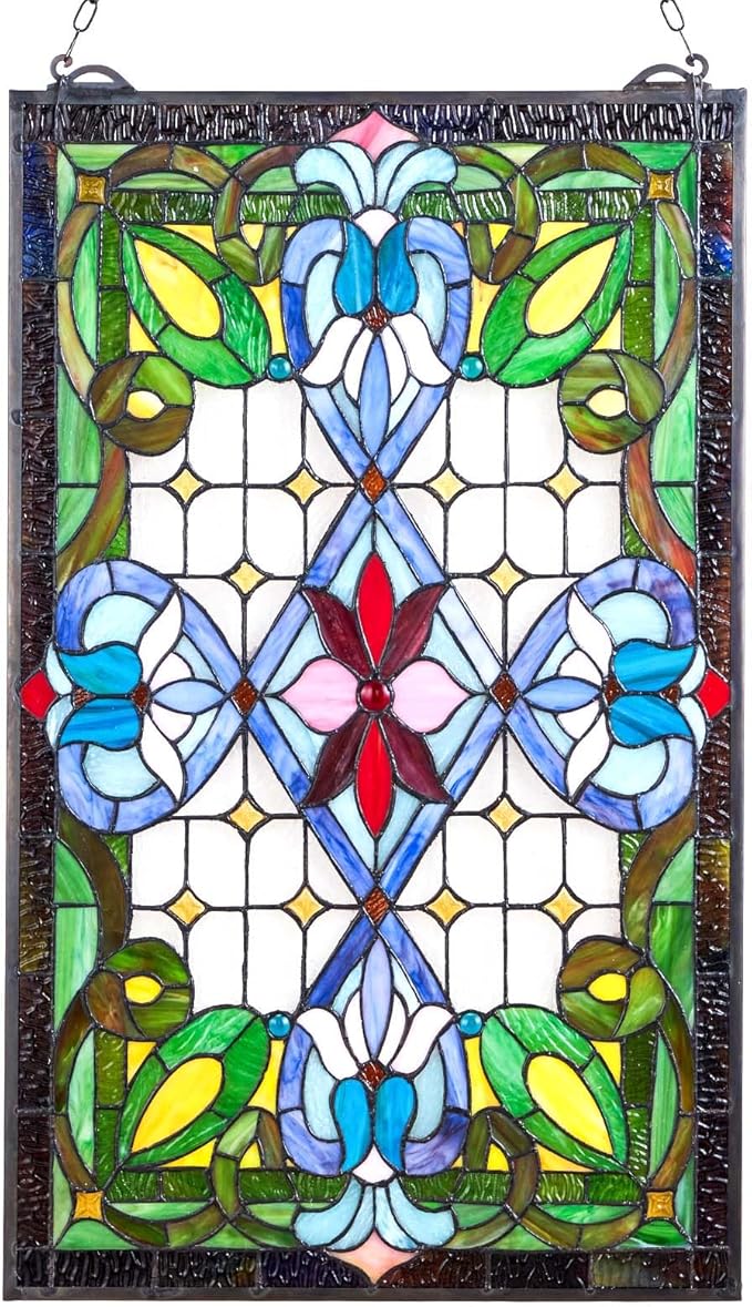 Amazon.com: VEVOR Stained Glass Window Panel, 17 x 29 in, Tiffany Style ...