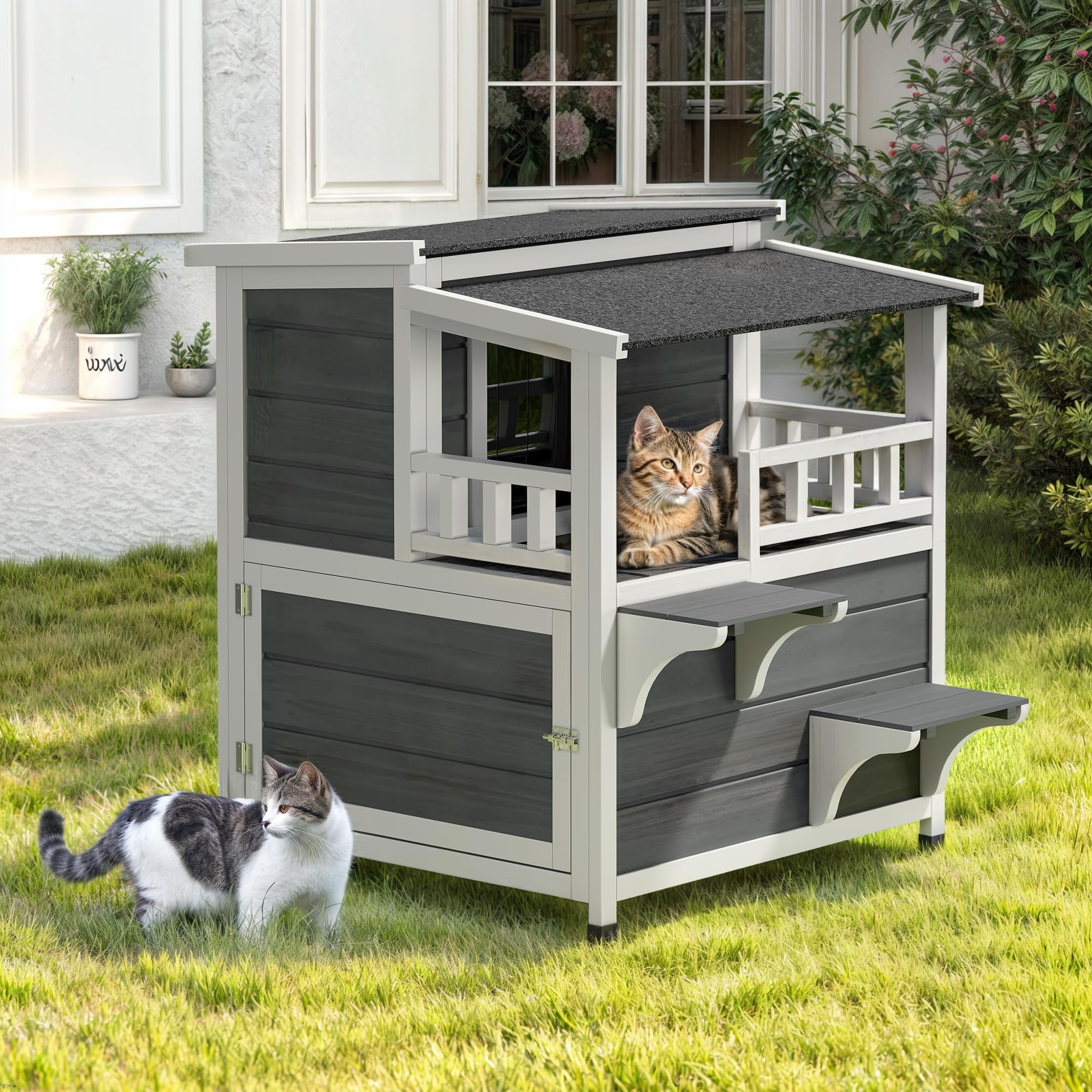 Snapklik.com : YITAHOME Two Story Outdoor Cat House