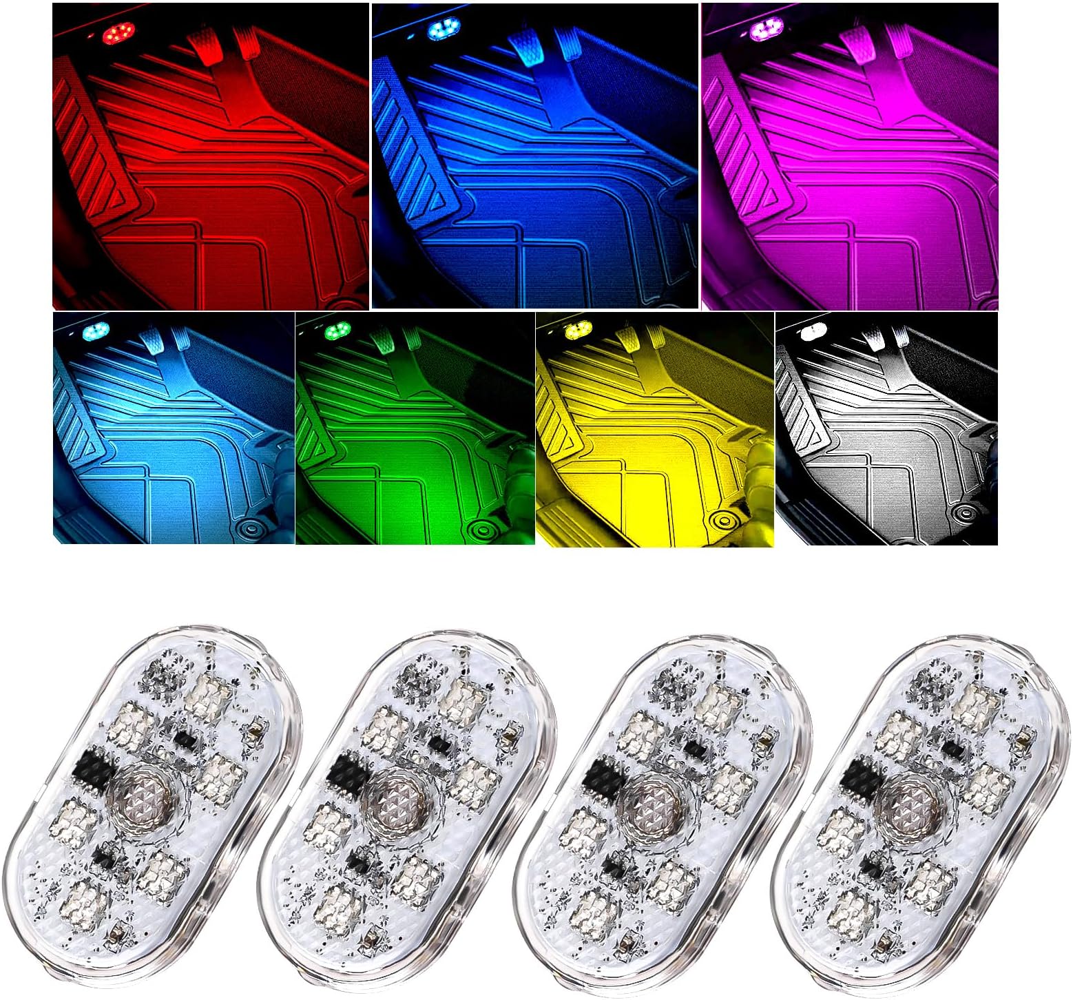 Amazon.com: Hbxdeco 2 PCS Car LED Lights Interior Wireless, Super ...