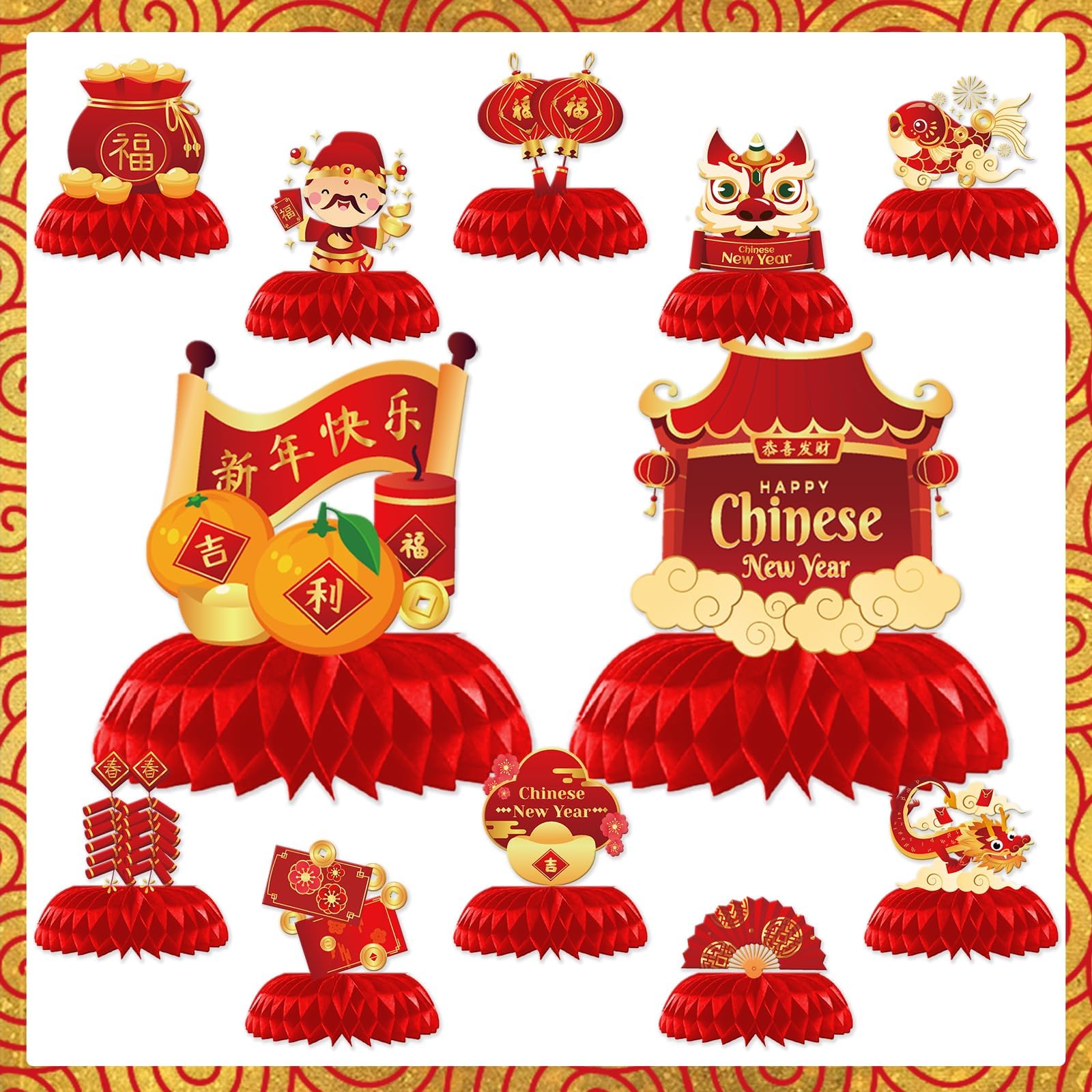 Amazon.com: 2024 Chinese New Year Honeycomb Centerpieces 12pcs Lunar ...