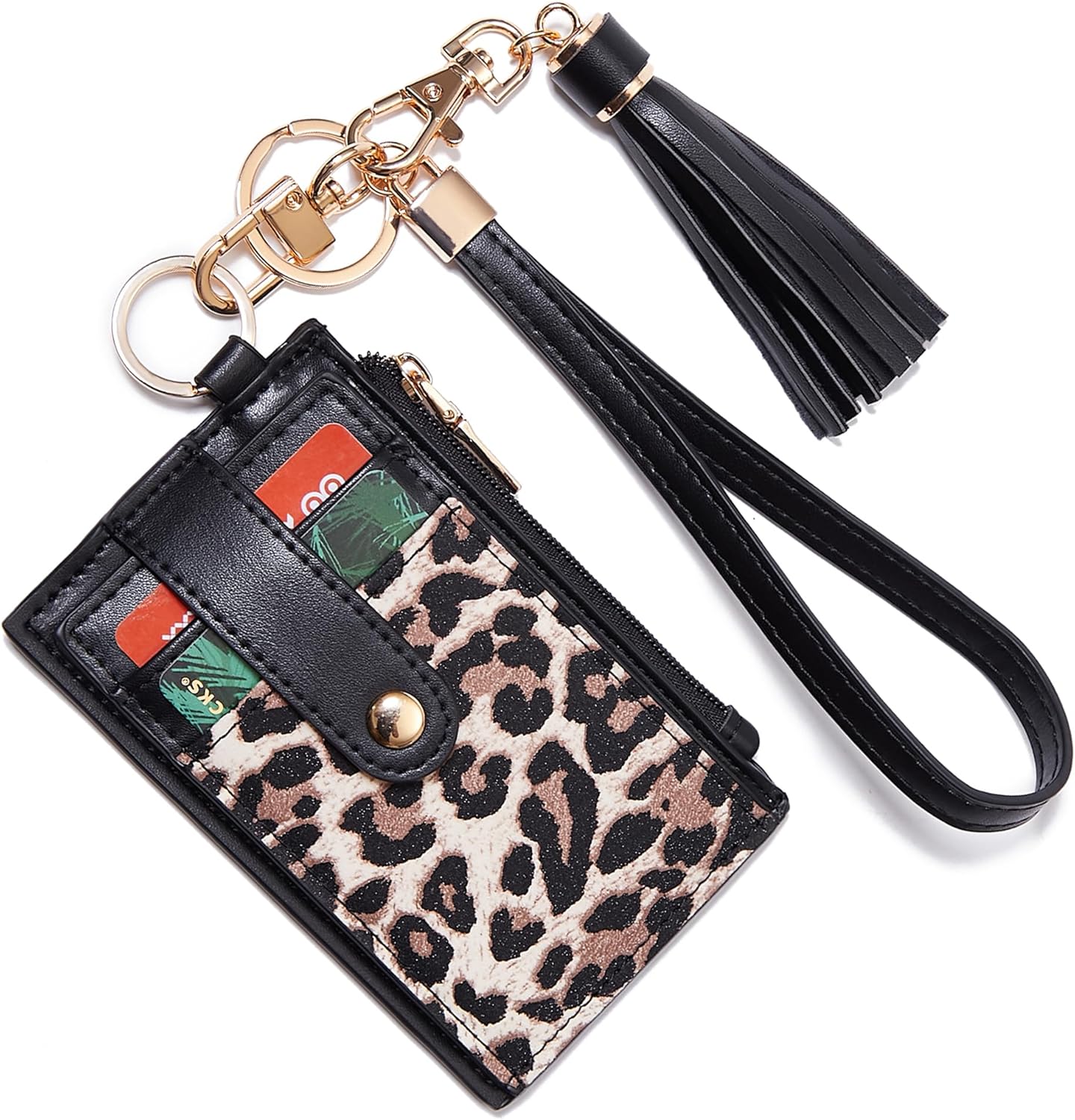 Amazon.com: Small Wallet for Women Slim RFID Card Holder Keychain ...