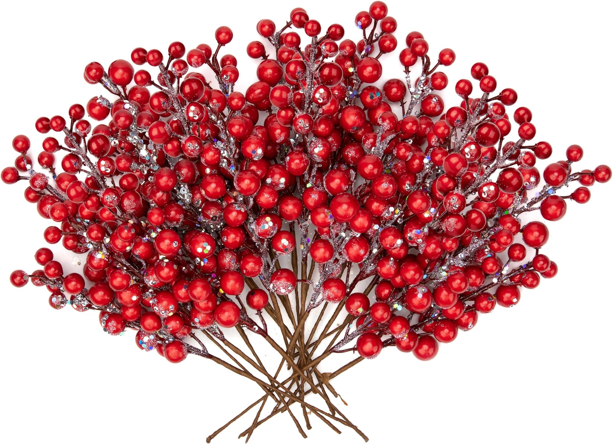 Amazon.com: SUPVOX Red Fruit DIY 8pcs Artificial Red Berry Stems ...