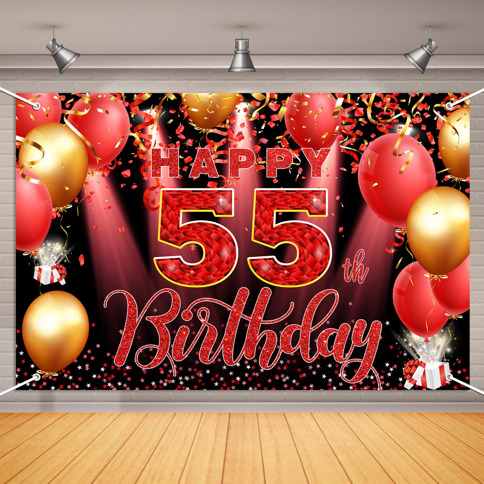 Amazon.com : Talorine 55th Birthday Decorations Backdrop Banner for ...