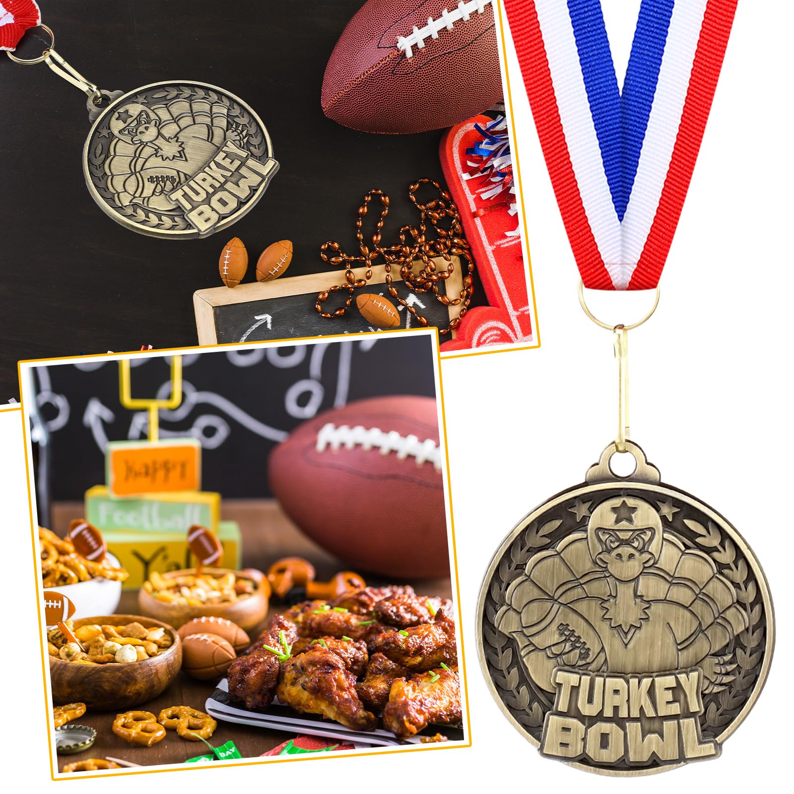 Snapklik.com : Huquary 30 Pcs Turkey Medals Thanksgiving Turkey Bowl ...