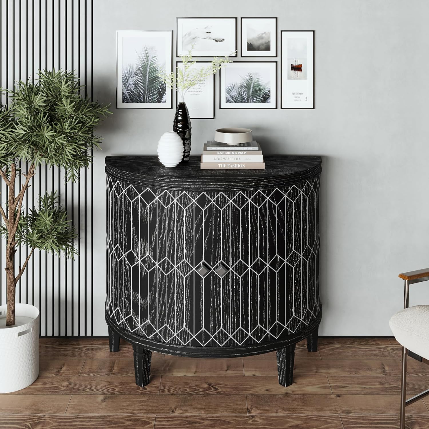 Amazon.com: Royard Oaktree Half Moon Console Table with 2 Doors and ...