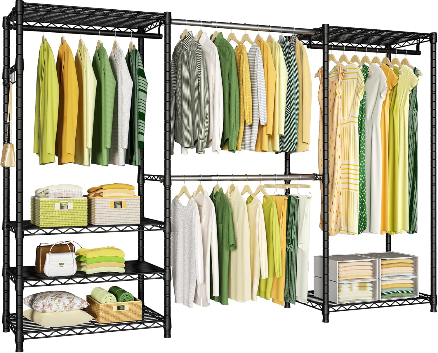 Amazon.com: Ulif E1 Heavy Duty Closet Garment Rack, 6 Tiers Adjustable ...