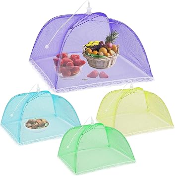 Food Covers, 4 Pack 17 Inches Pop-Up Mesh Food Covers Tent Umbrella ...