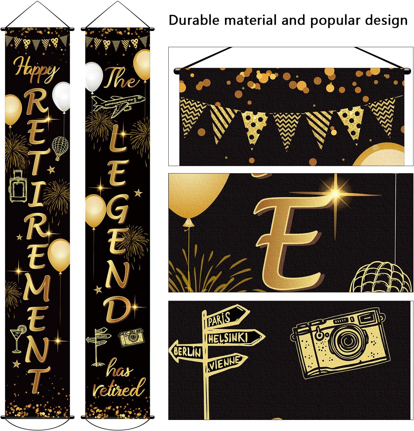 Retirement Porch Sign Door Hanging Banner, Happy Retirement Banner The ...
