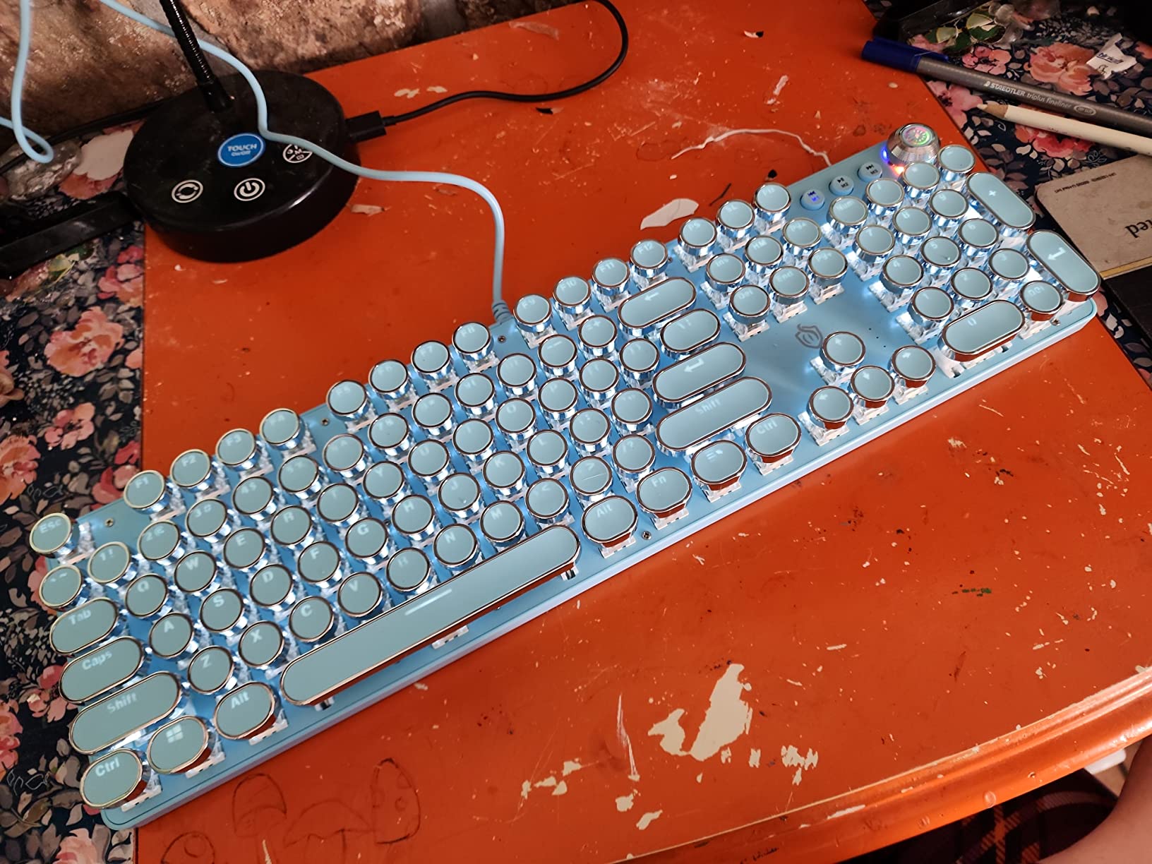 Amazon.com: K820 Retro Steampunk Gaming Mechanical Keyboard-Blue Switch ...
