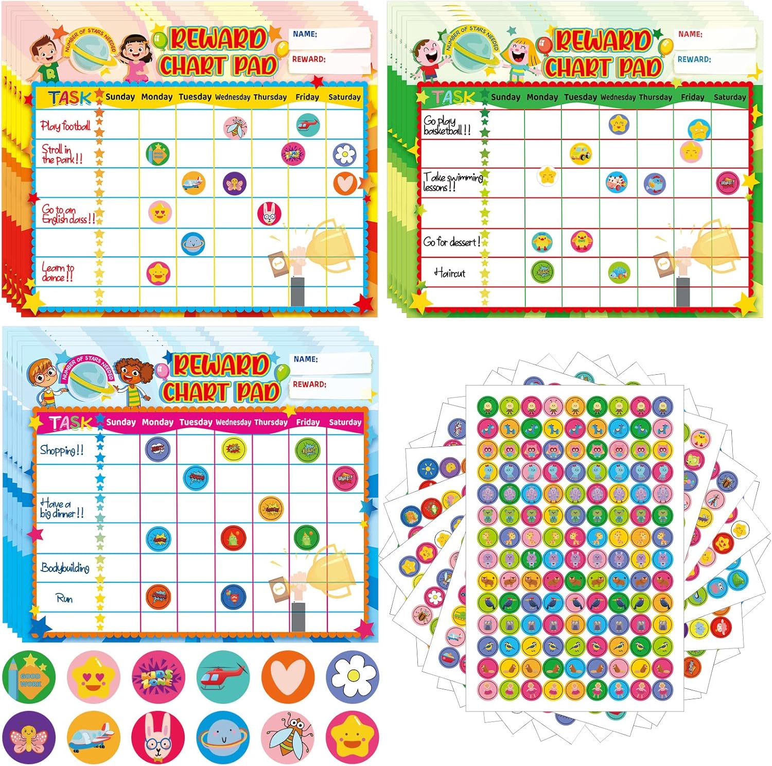 Amazon.com : 60 Pieces Kids Behavior Reward Chart Classroom Incentive ...