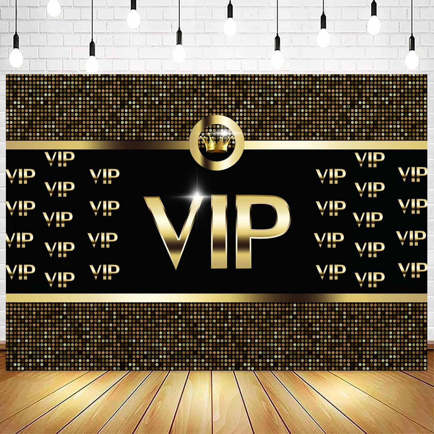 Amazon.com : Withu VIP Party Backdrop Crown Black Gold Star Mimetic ...