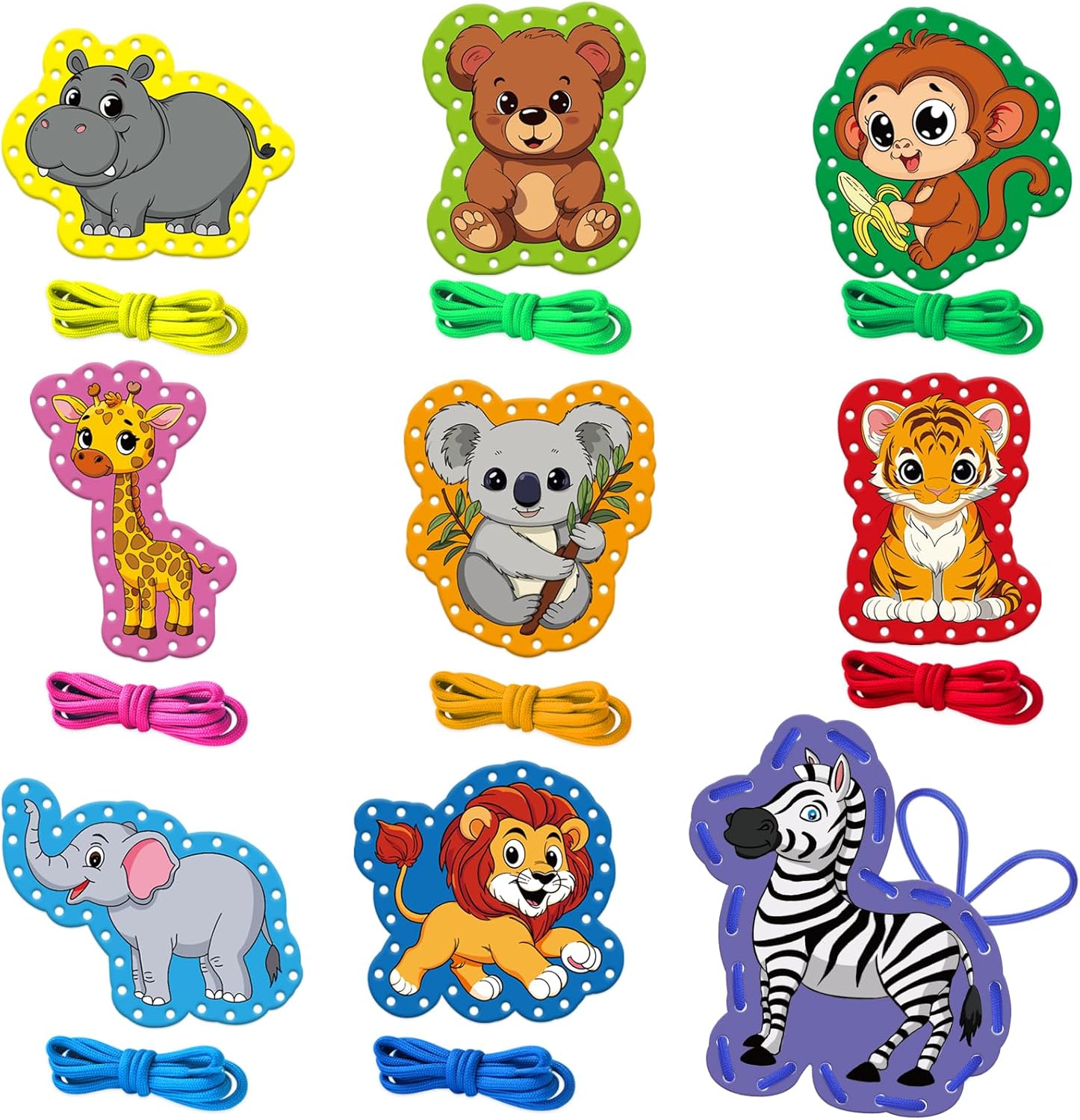 Amazon.com: LilLaufy Animals Lacing Cards,Double Side Toddler Sewing ...