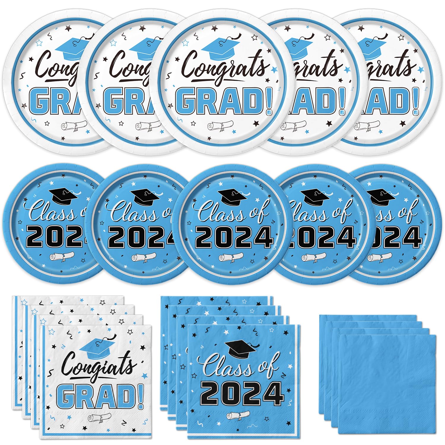 Graduation Party Supplies Kit Serves 50 - Graduation Party Sky Blue ...