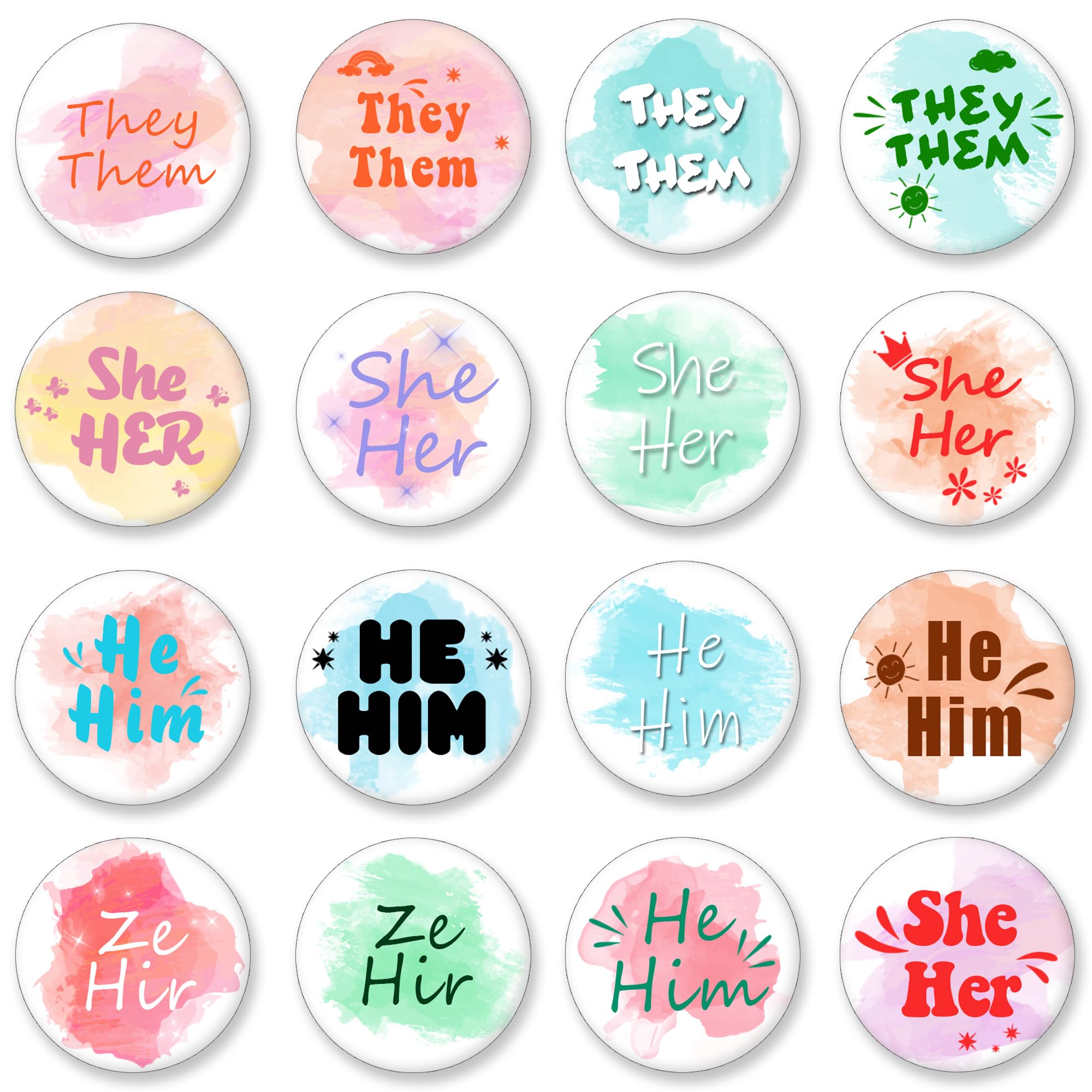 Amazon.com: 100pcs Pronoun Pins Bulk Pride Badges Buttons They Them ...