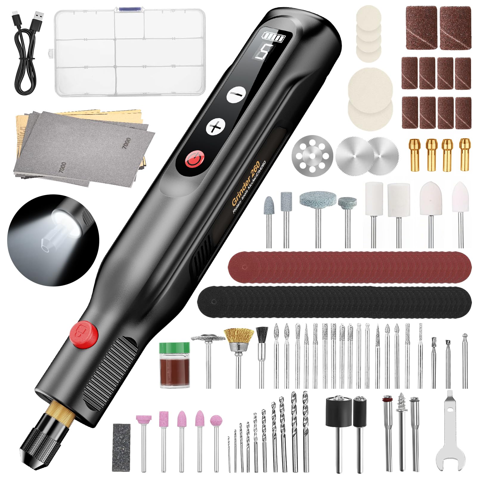 Snapklik.com : Mini Cordless Rotary Tool Kit, 5-Speed 4.2V USB ...