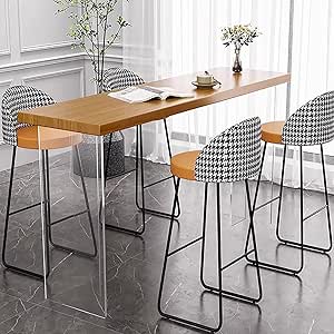 Amazon.com: SUZEPER Bar Height Table,Solid Wood Tabletop & Acrylic Leg ...